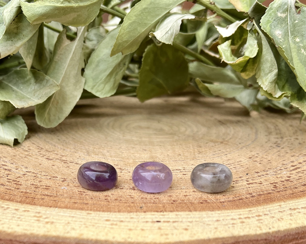 Gemstone Amethyst Dreadlock Beads Set of 3 - 5mm Hole Size – Hippy ...